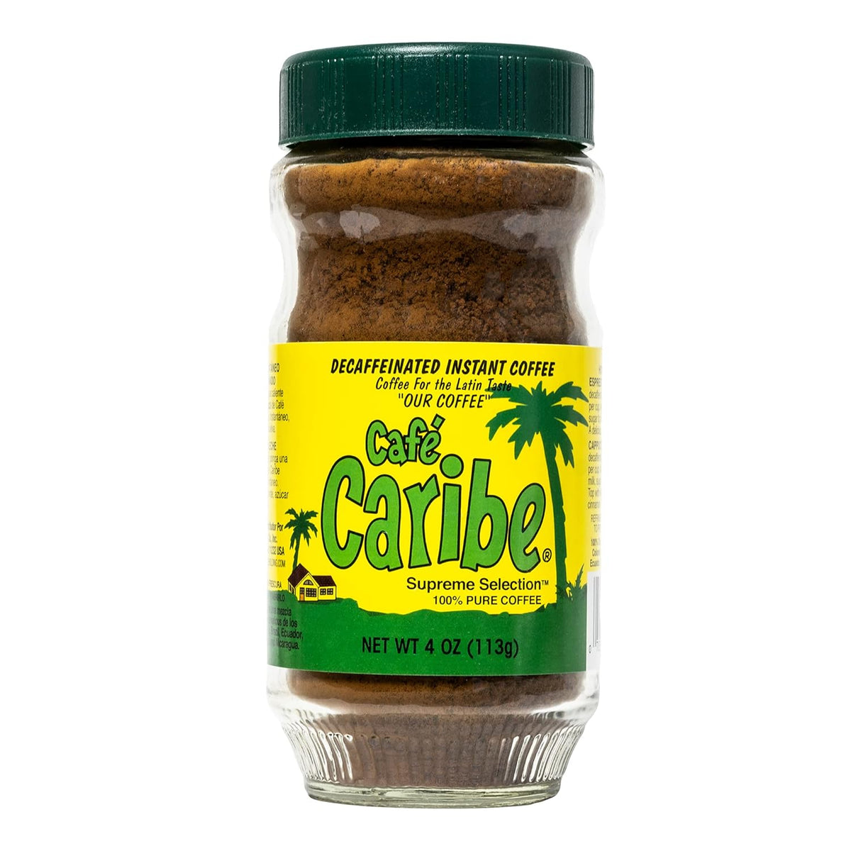Cafe Caribe DECAF Latin Flavored Inspired Instant Espresso Coffee, Dark ...