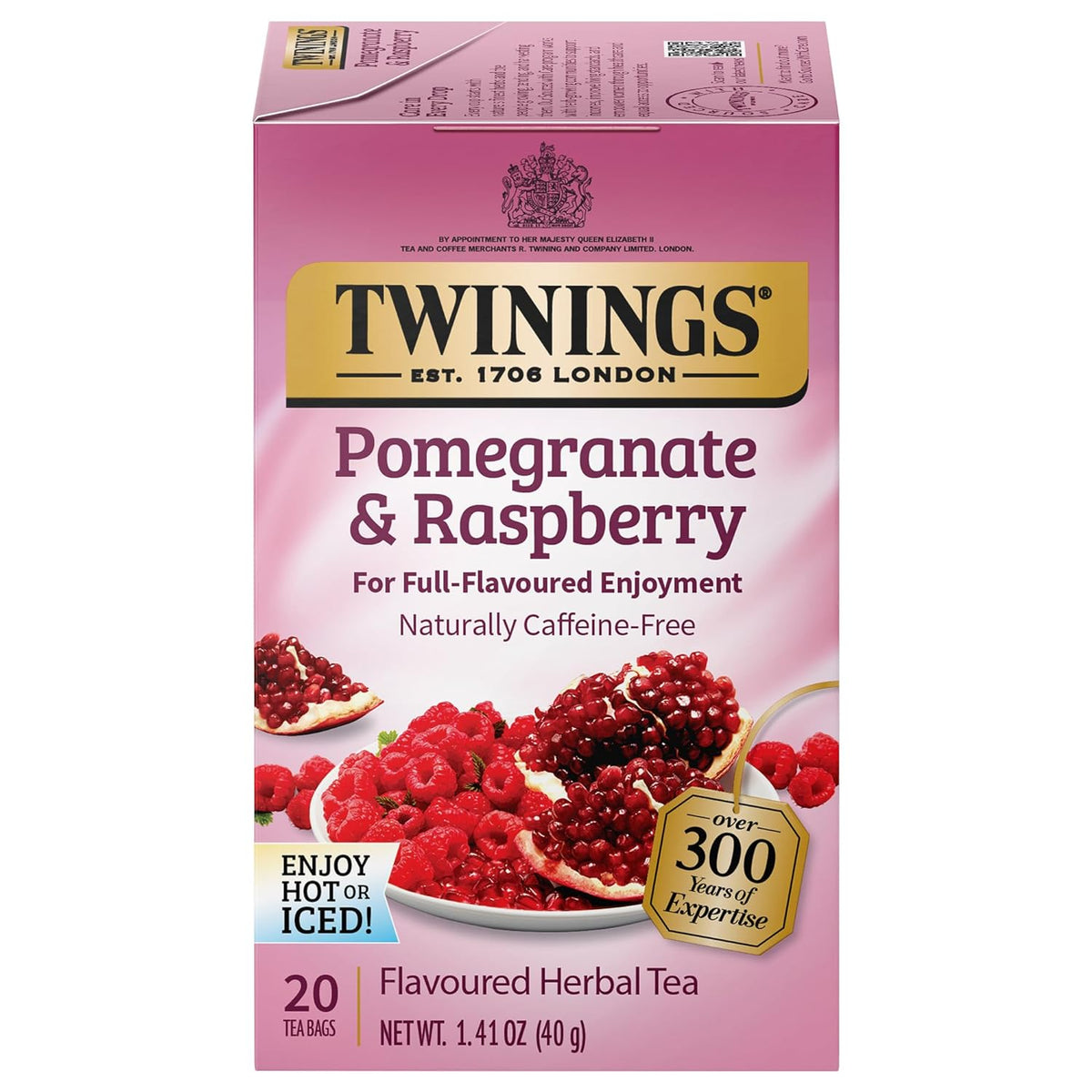 Twinings Pomegranate Raspberry Herbal Tea Bags - 20 Count (Case of 6 ...