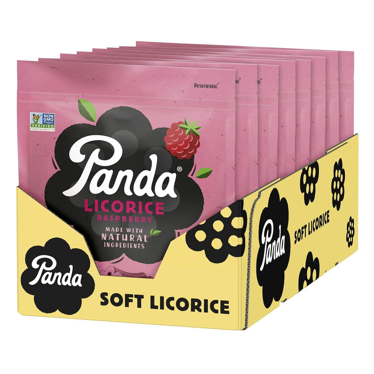 Panda Natural Soft Chews Raspberry Licorice Candy - 7 Ounce Bag (Case ...