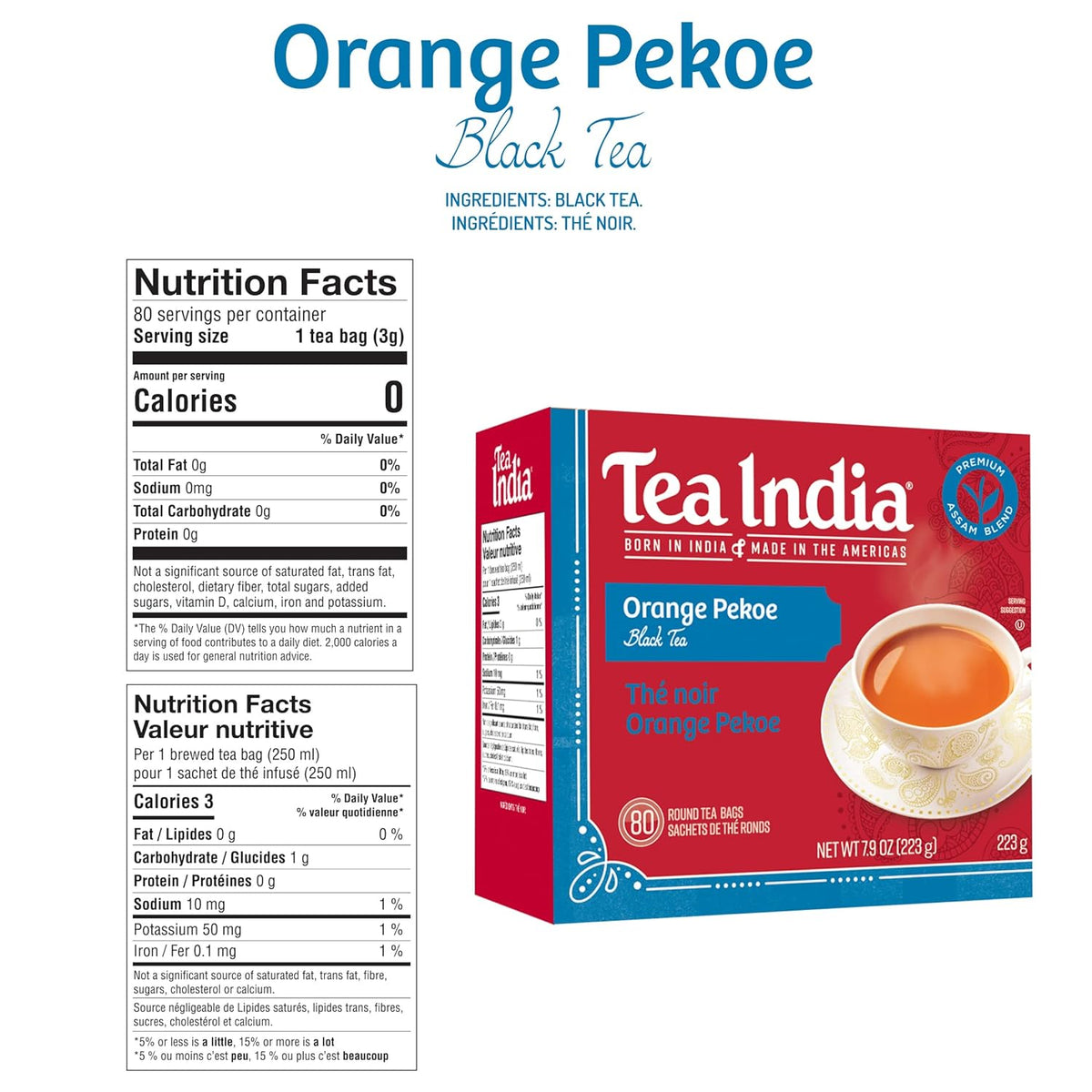 Tea India Orange Pekoe Black Tea Bags - 80 Count – Meadow Ridge Coffee