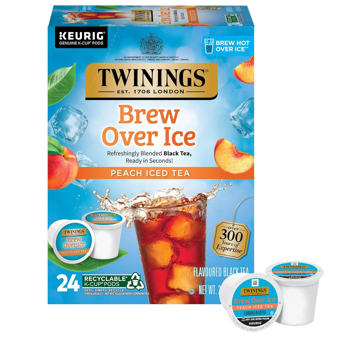 Twinings Peach Iced Black Tea Single Serve K Cups - 24 Count (Case of ...