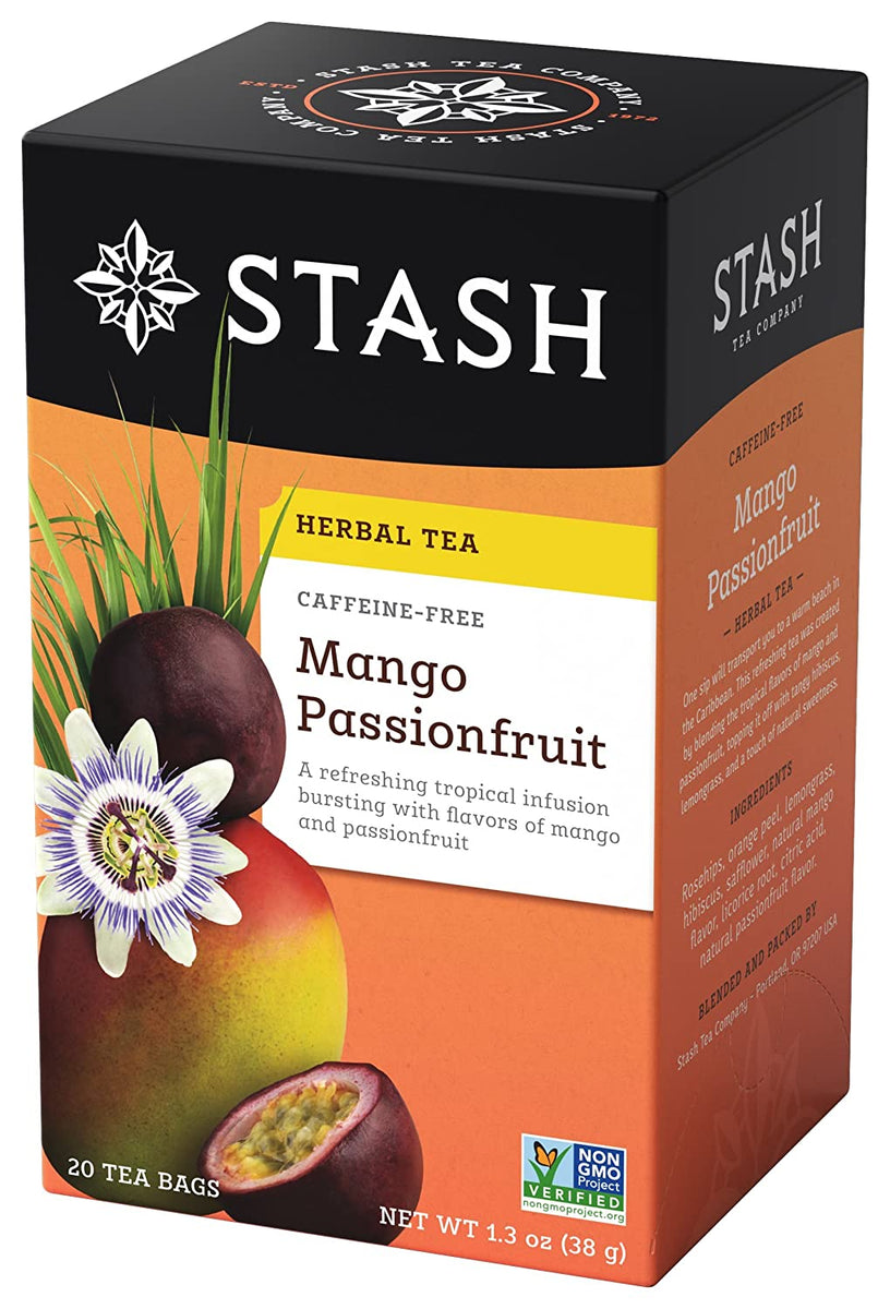 Stash Tea Mango Passionfruit Caffeine Free Herbal Tea Bags - 20 Count ...